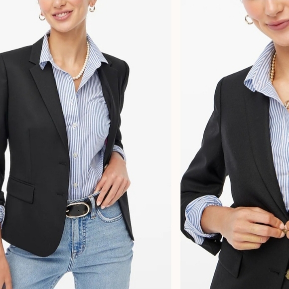 J. Crew | Jackets & Coats | J Crew Schoolboy Blazer Sz 6 Black Preppy ...